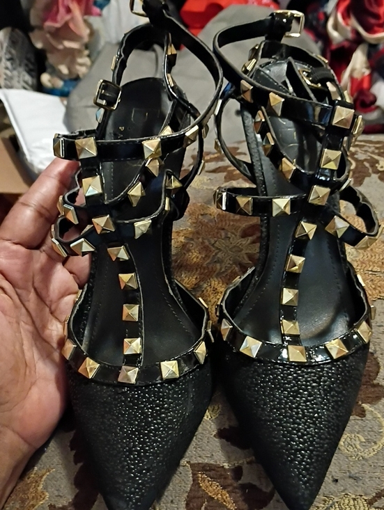 BCBG Paris | Shoes | Bcbg Paris Black Pointedtoe Studded Heels With ...